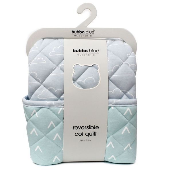 Bubba Blue Nordic Reversible Cot Quilt Dusty Sky/Mint