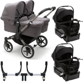 Bugaboo Donkey 5 Twin Stroller Grey Melange TRAVEL SYSTEM (includes ...